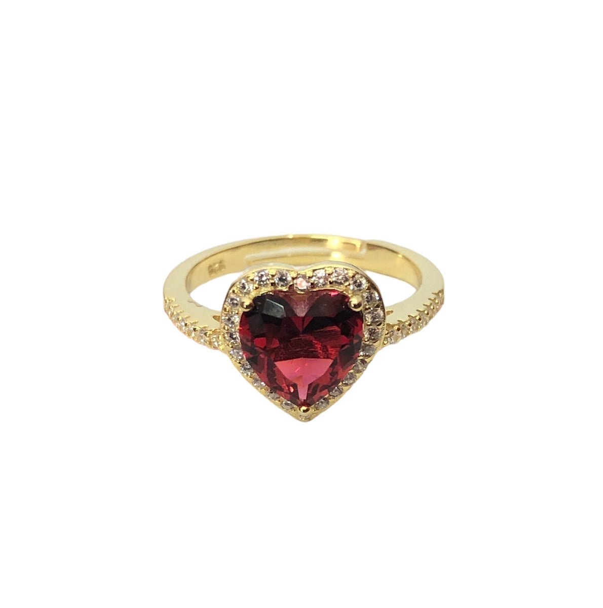 Anello con cuore rosso – Amo i Gioielli